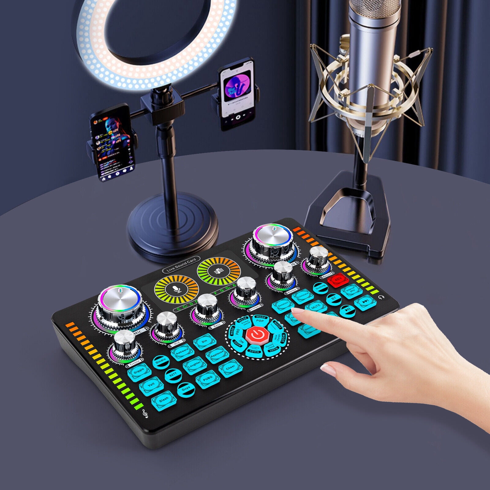 Live Sound Card Professional Audio Mixer Bluetooth Sound Board Noise ...