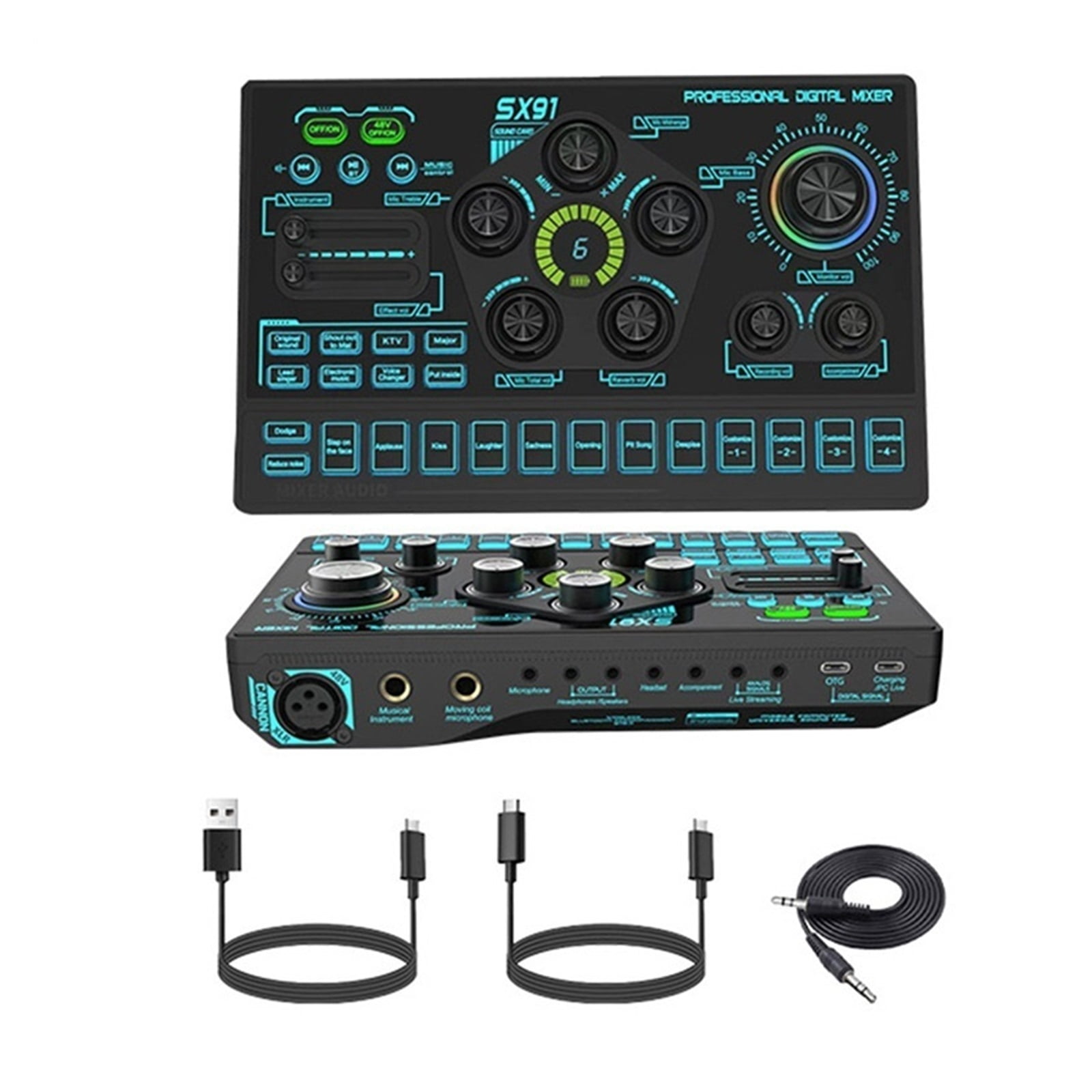 Live Sound Card USB Sound Mixer Professional Mixing Console Amplifier ...