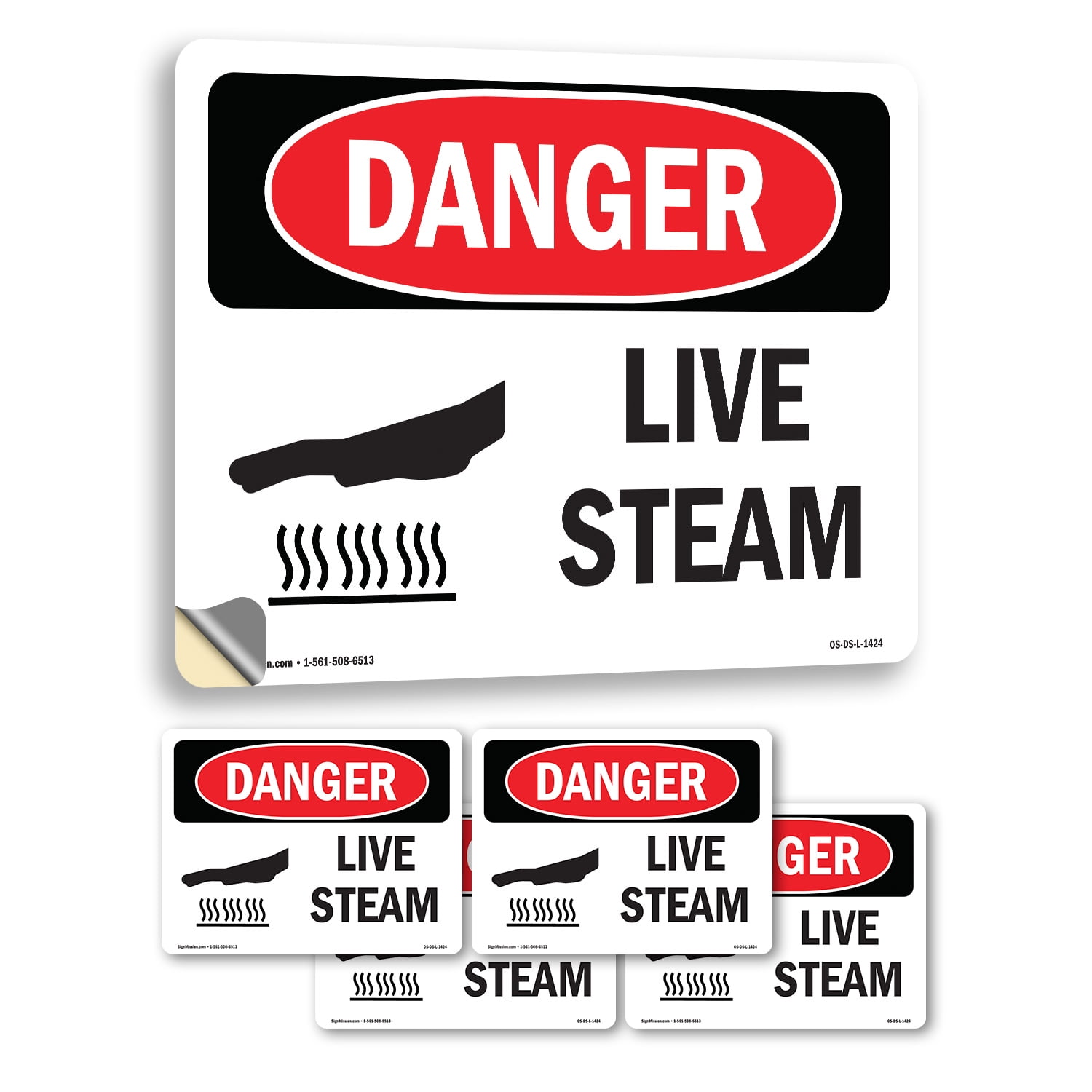 Live Steam OSHA Danger Vinyl Decal Label 10 Inch x 7 Inch - 5 Pack ...