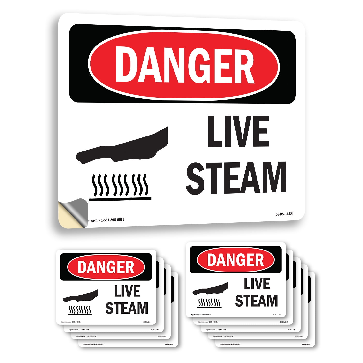 Live Steam OSHA Danger Vinyl Decal Label 24 Inch x 18 Inch - 10 Pack ...