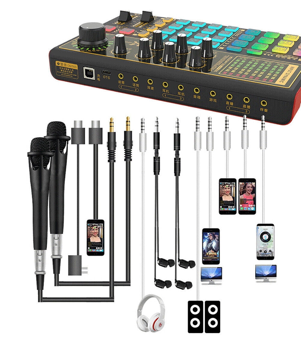 Live Streaming Voice Changer Sound Mixer Bluetooth Audio Sound Card ...