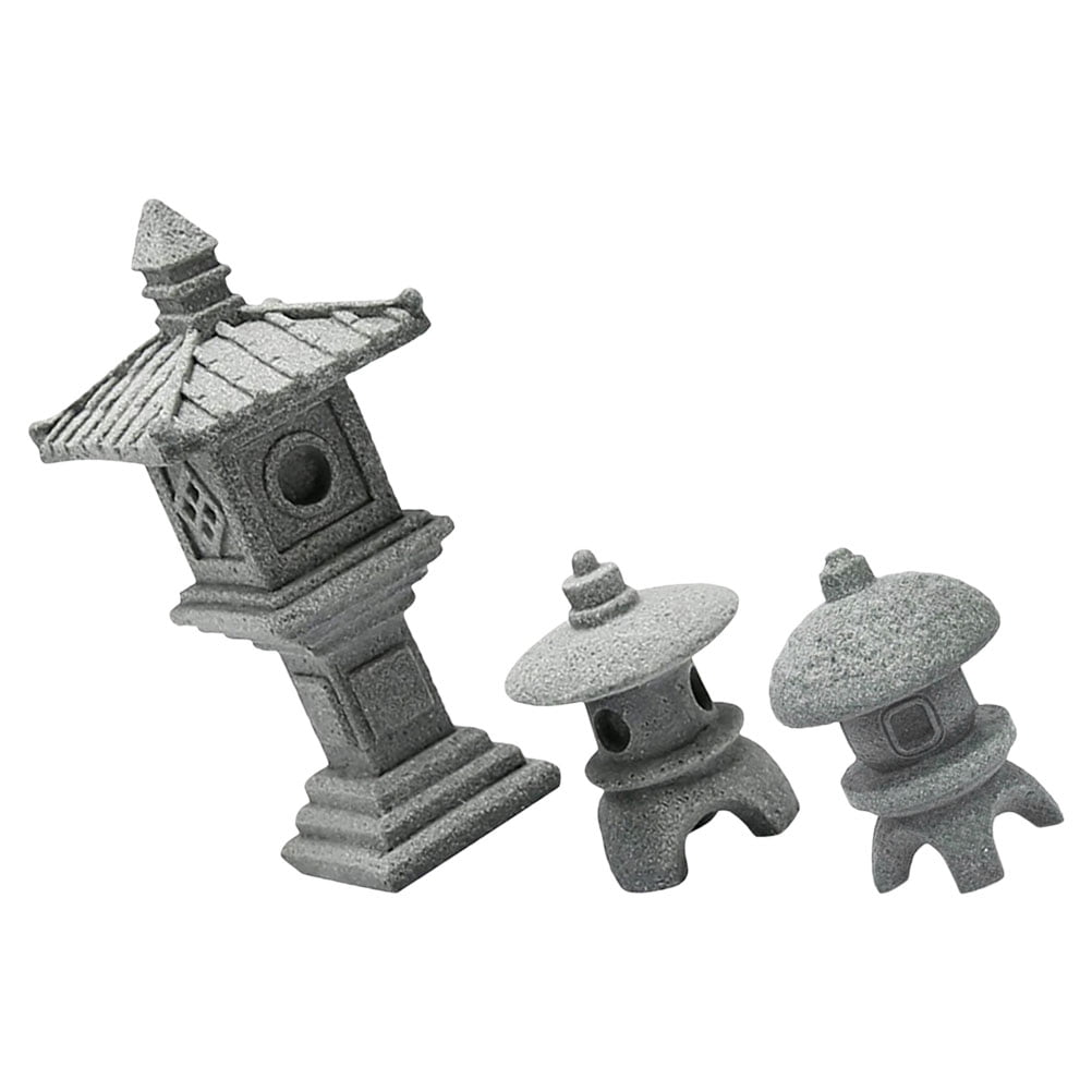 Live Succulents Plants Mini Stone Lantern Good Luck Decor Architecture ...