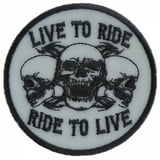 Live To Ride Ride To Live Three Skulls Patch, Biker Patches (P5460 ...