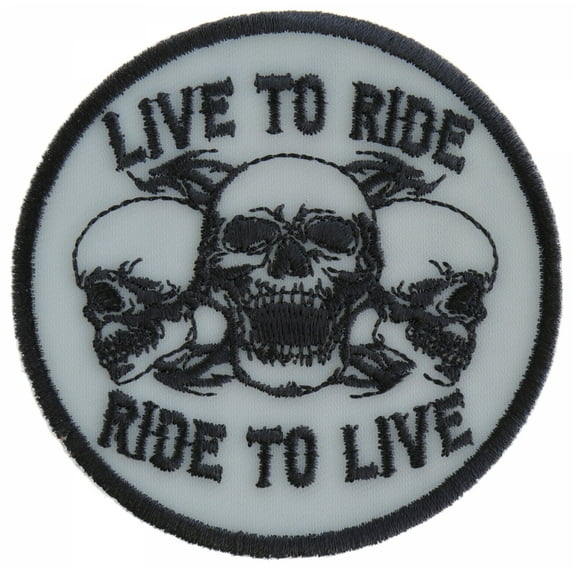 Live To Ride Ride To Live Three Skulls Patch, Biker Patches (P5460 ...
