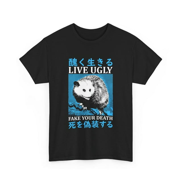 Live Ugly Japanese Opossum T-Shirt, Retro Opossum Design, Funny ...