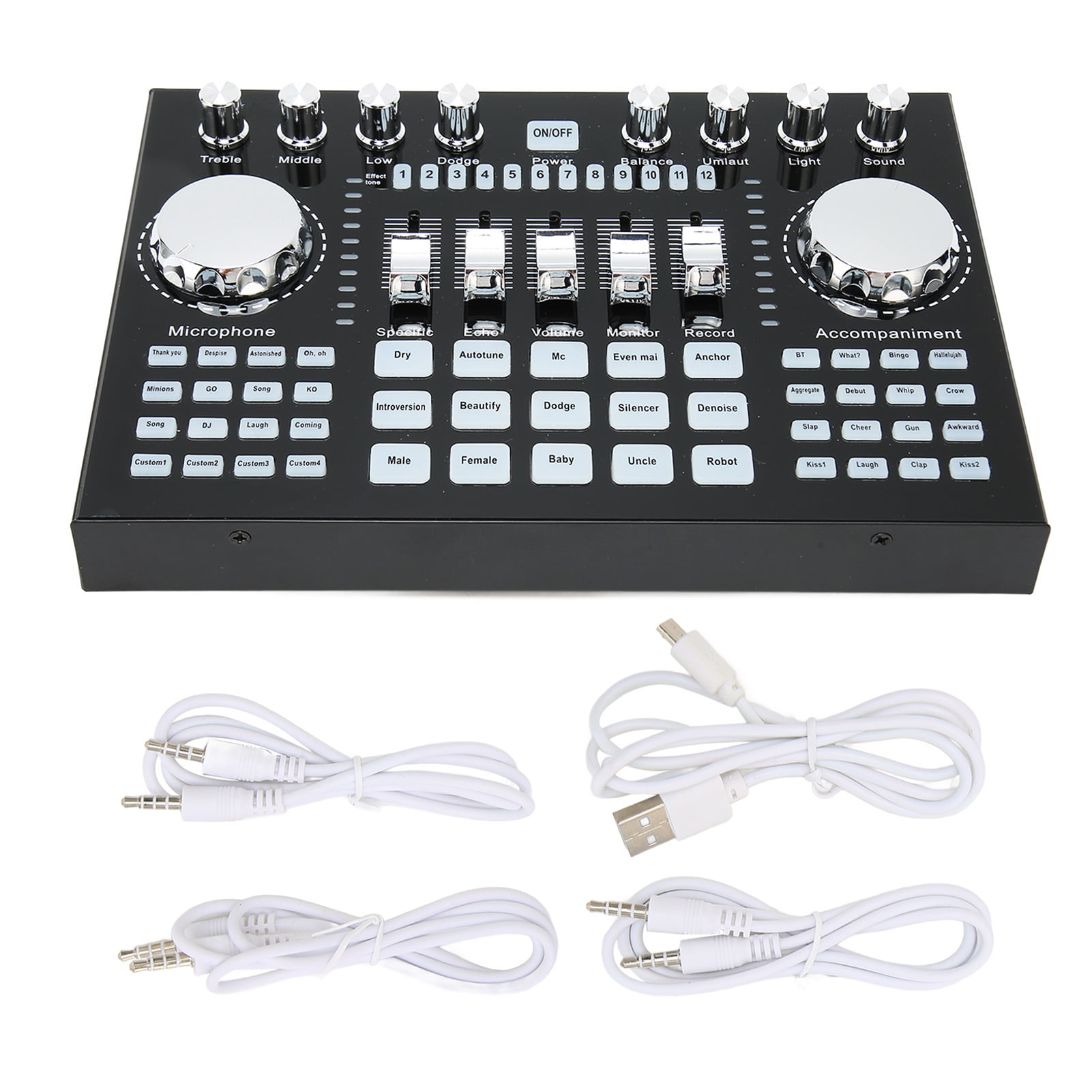 Live Voice Changer, Portable RGB Light Sound Mixer For PC For Indoor ...
