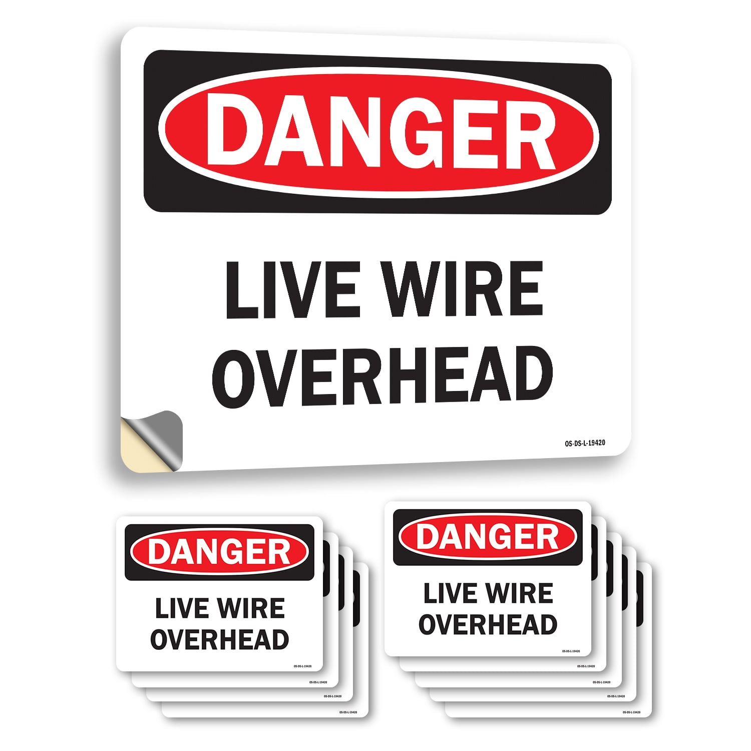 Live Wire Overhead OSHA Danger Vinyl Decal Label 5 Inch x 3.5 Inch - 10 ...