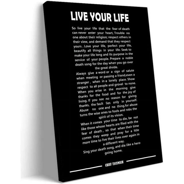 Live Your Life Poem Wall Art Modern Framed Motivational Quotes Poster ...