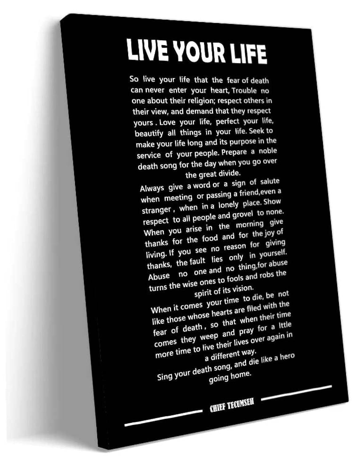 Live Your Life Poem Wall Art Modern Framed Motivational Quotes Poster ...