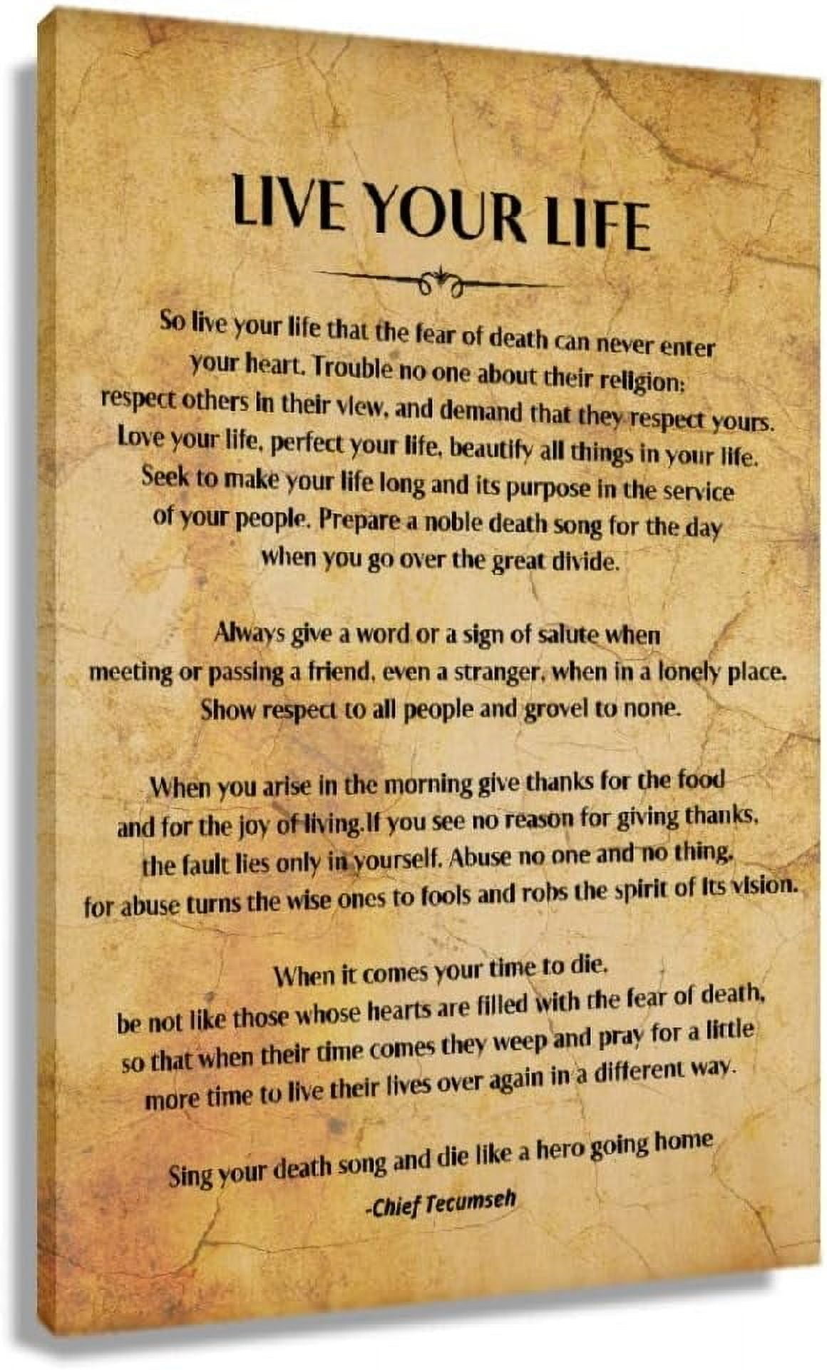 Live Your Life Tecumseh Poem Motivational Wall Art Retro Prints Poster ...