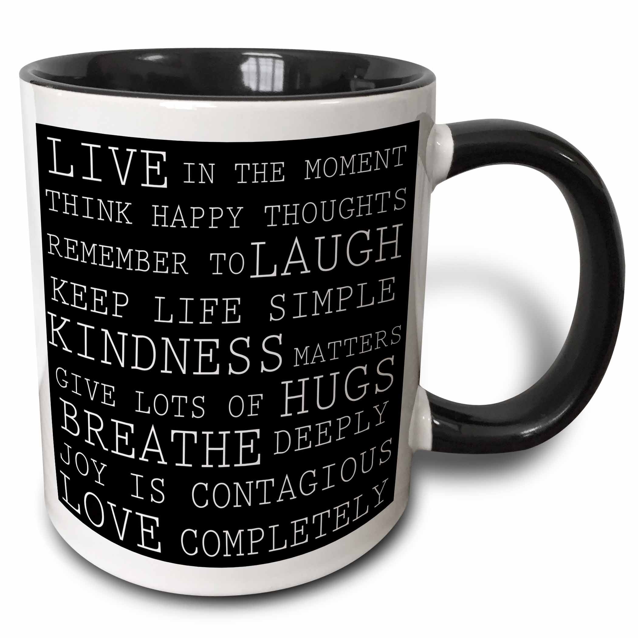 Live in the Moment black and white inspirational typography 11oz Two ...