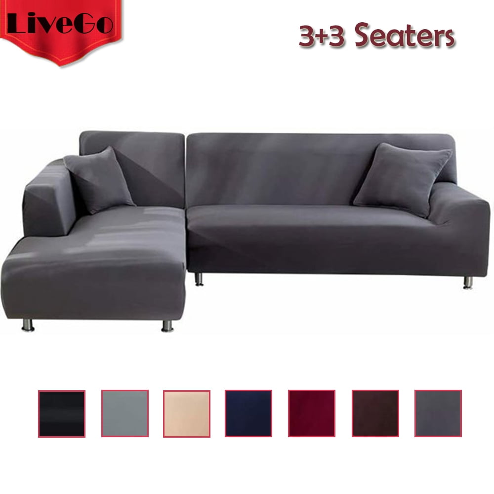 LiveGo L Shape Sofa Covers Sectional Sofa Couch Covers 2Pcs Stretch ...