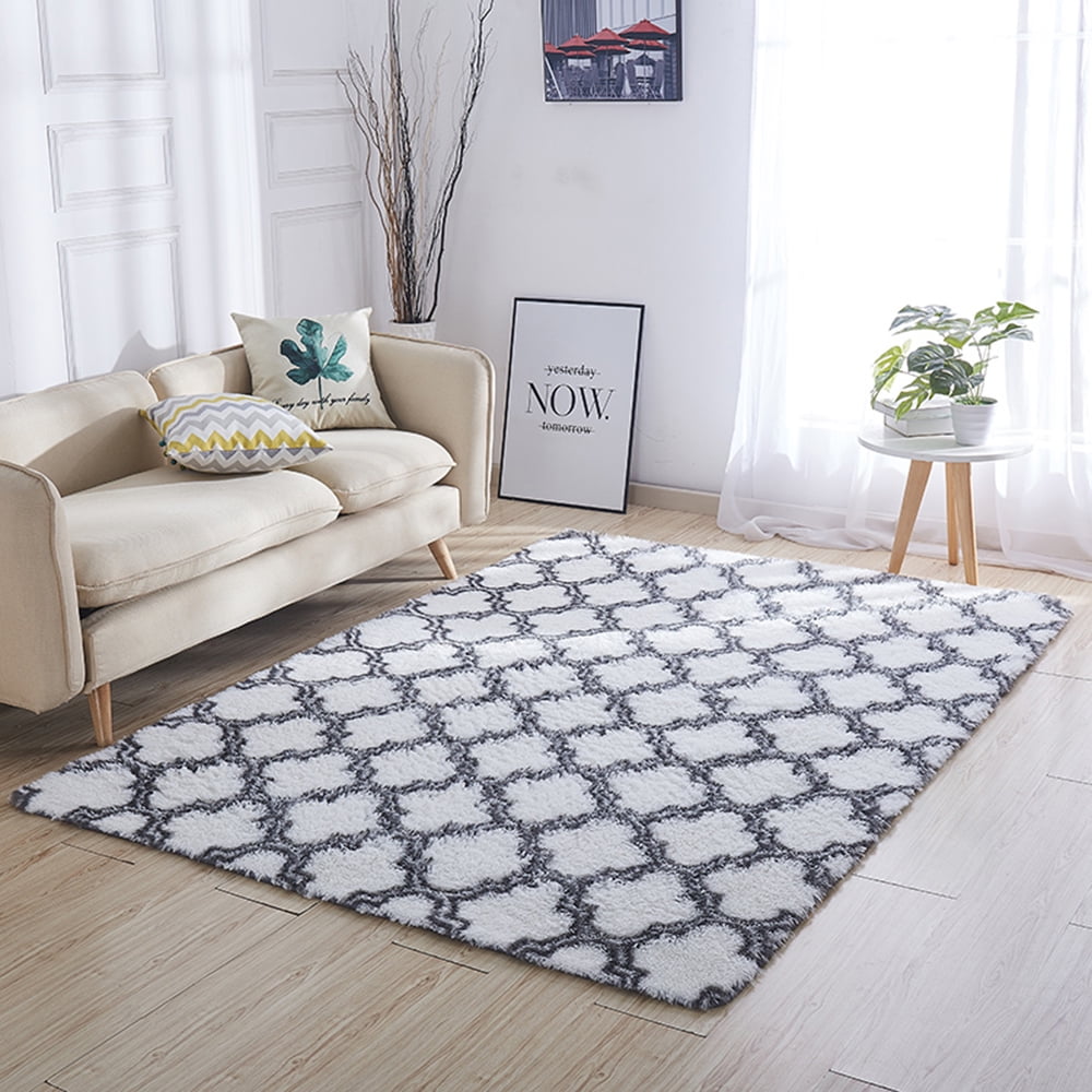 LiveGo Luxury Velvet Shag Area Rug Trellis Area Rug Modern Indoor Plush ...