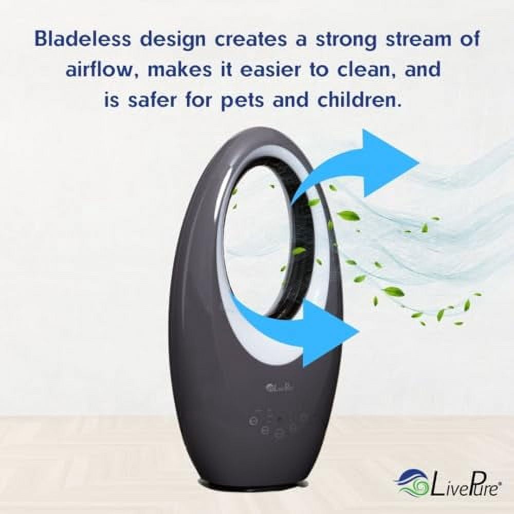 LivePure Bladeless Auto-Duster, Oscillating Fan w/Filter, Air ...