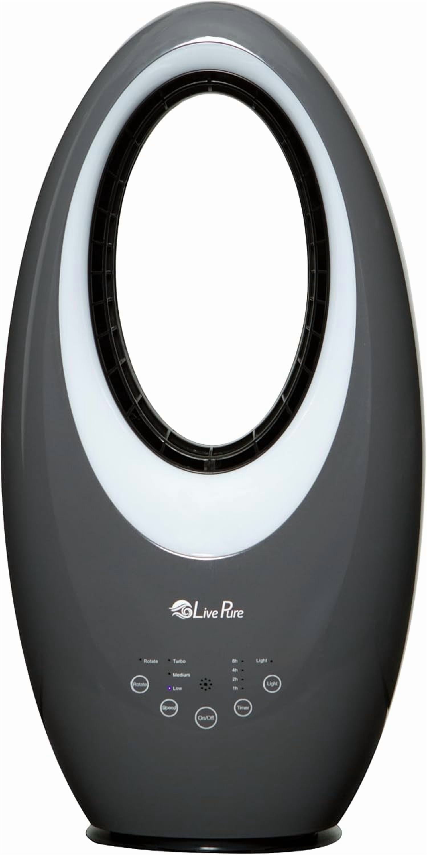 LivePure Bladeless Oscillating Fan w/Filter and Aroma Tray. 3-Speed ...
