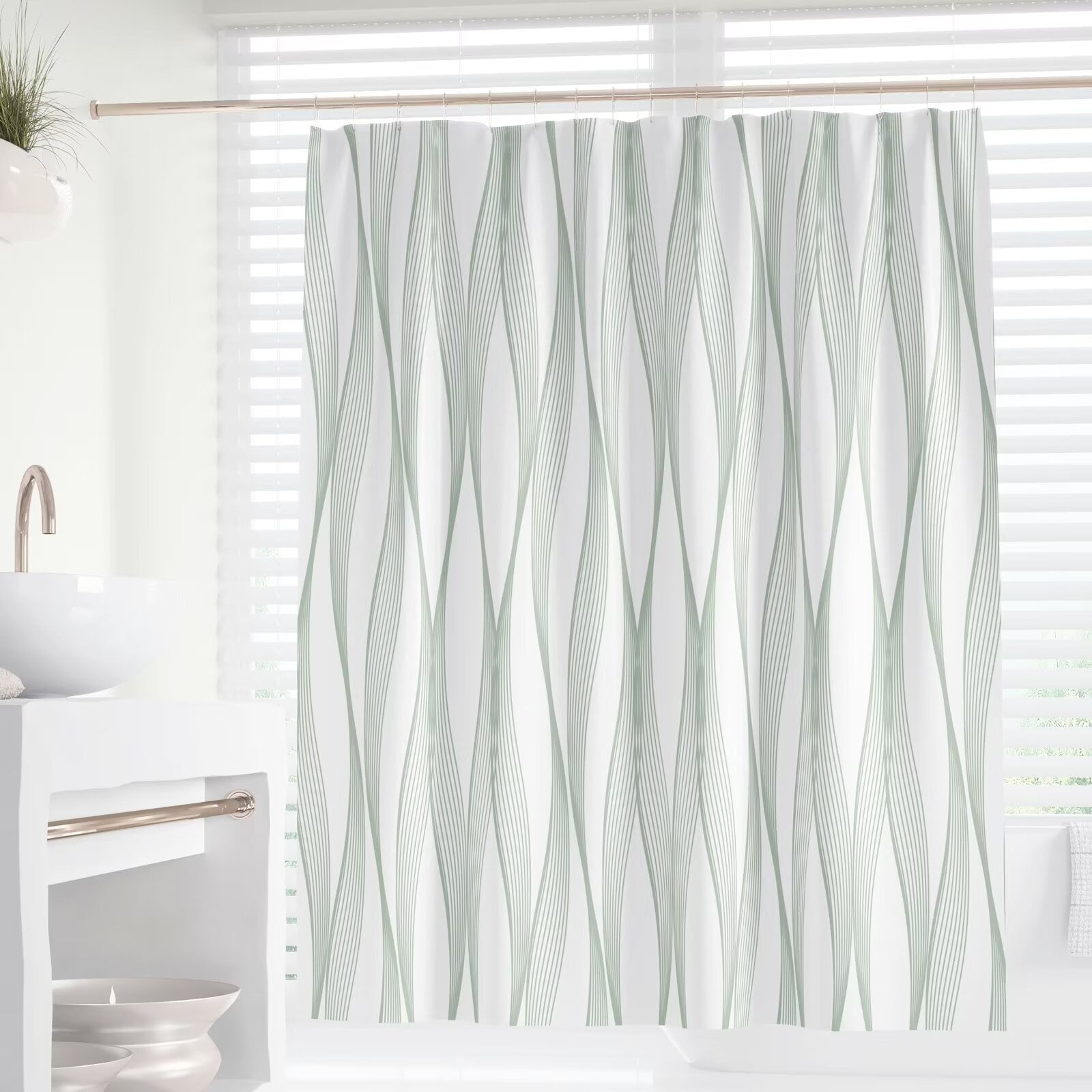 Livebycare Sage Green Shower Curtain For Bathroom Cloth Fabric