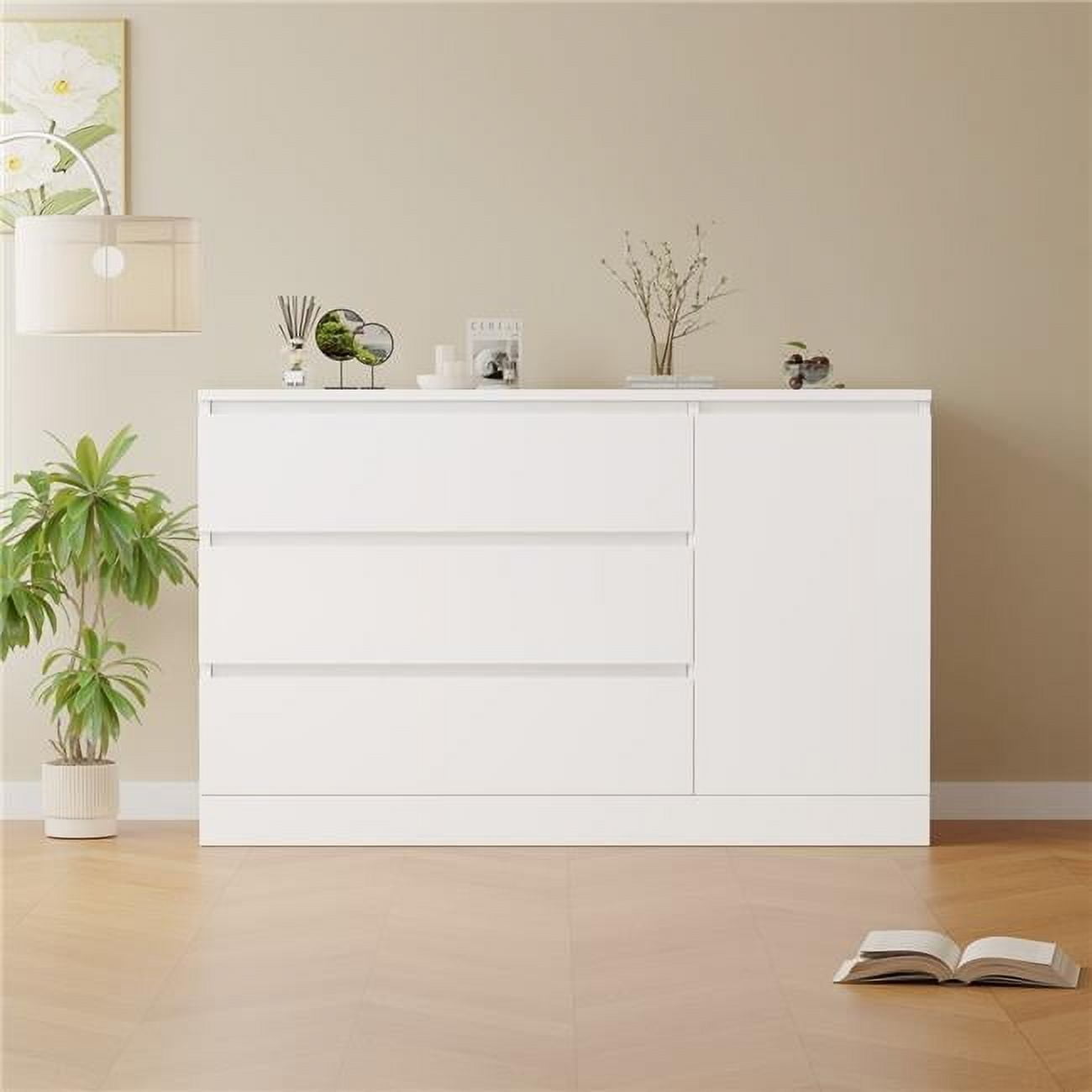 Liveditor TD-WBWB04106 4 Drawers Dresser Wooden Side Cabinet in White ...