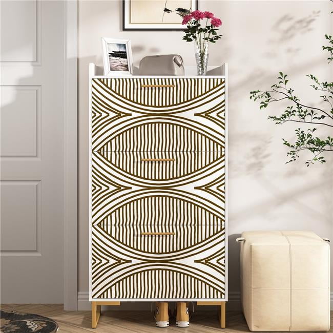 Liveditor QWE-WBWB20000 Hand-Painted Shoe Cabinet 3-Drawer in White ...