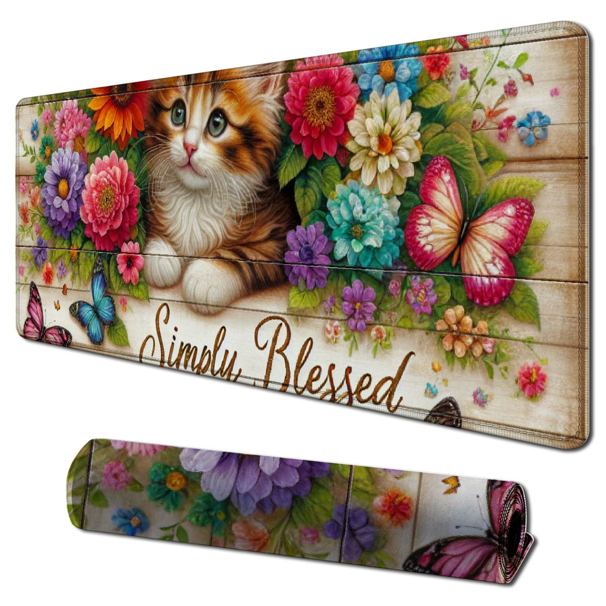Lively Flower Adorable Kitten Monarch Butterfly Simply Blessed Rustic ...