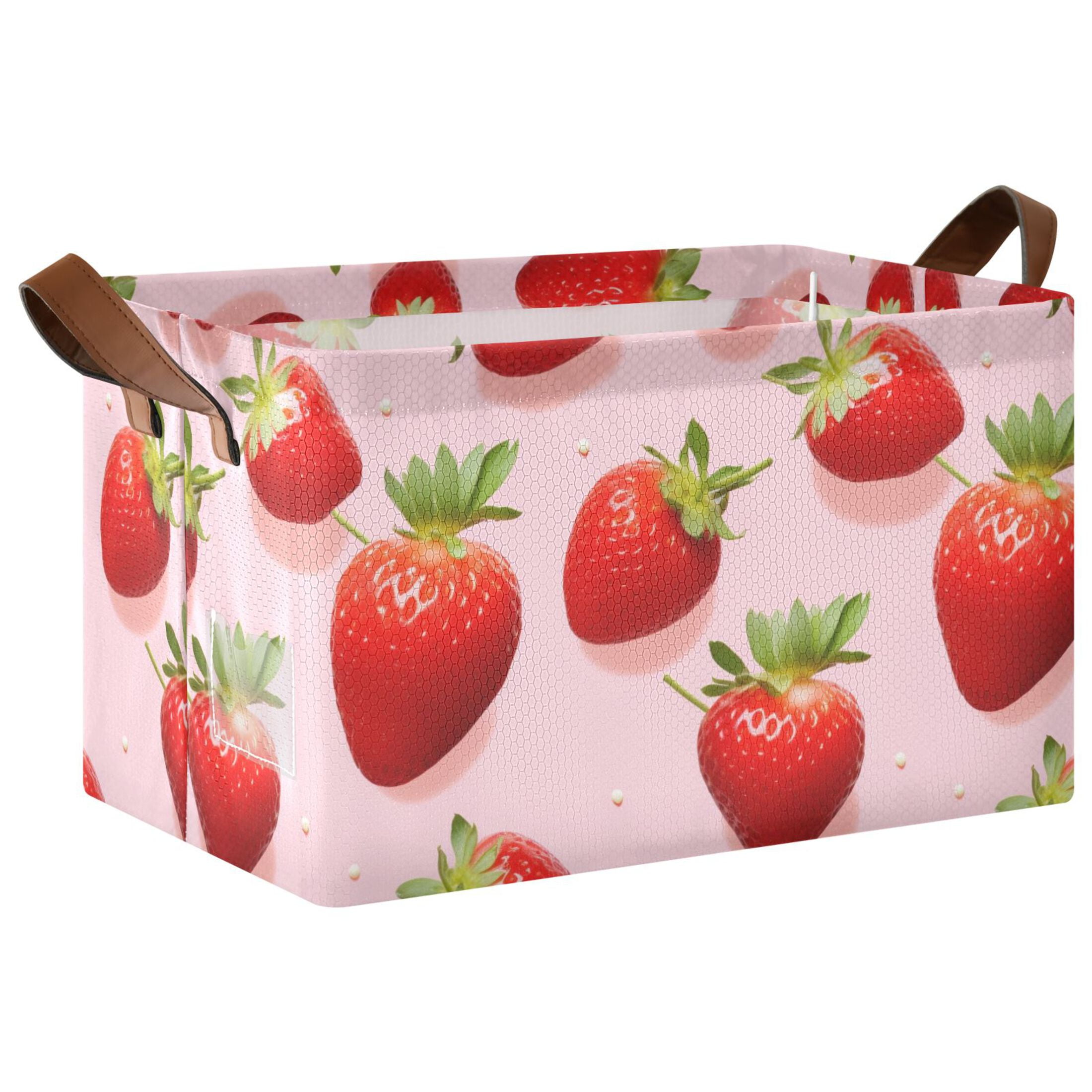 Lively Strawberries Collapsible Storage Bins Fabric Shelf Baskets with ...