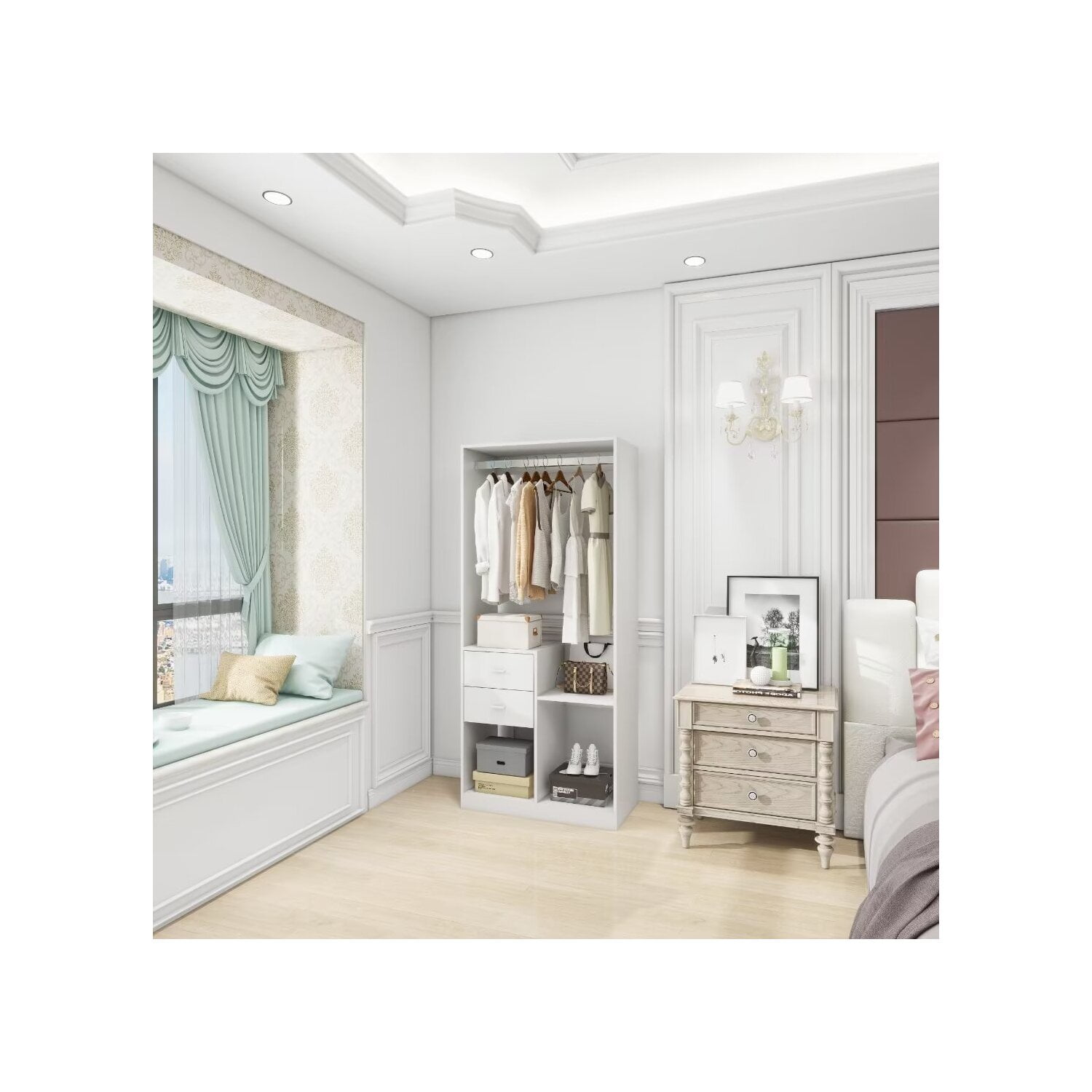 LivelyLodge 31.5" Wooden Closet System Walk-In Organizer with Drawers ...