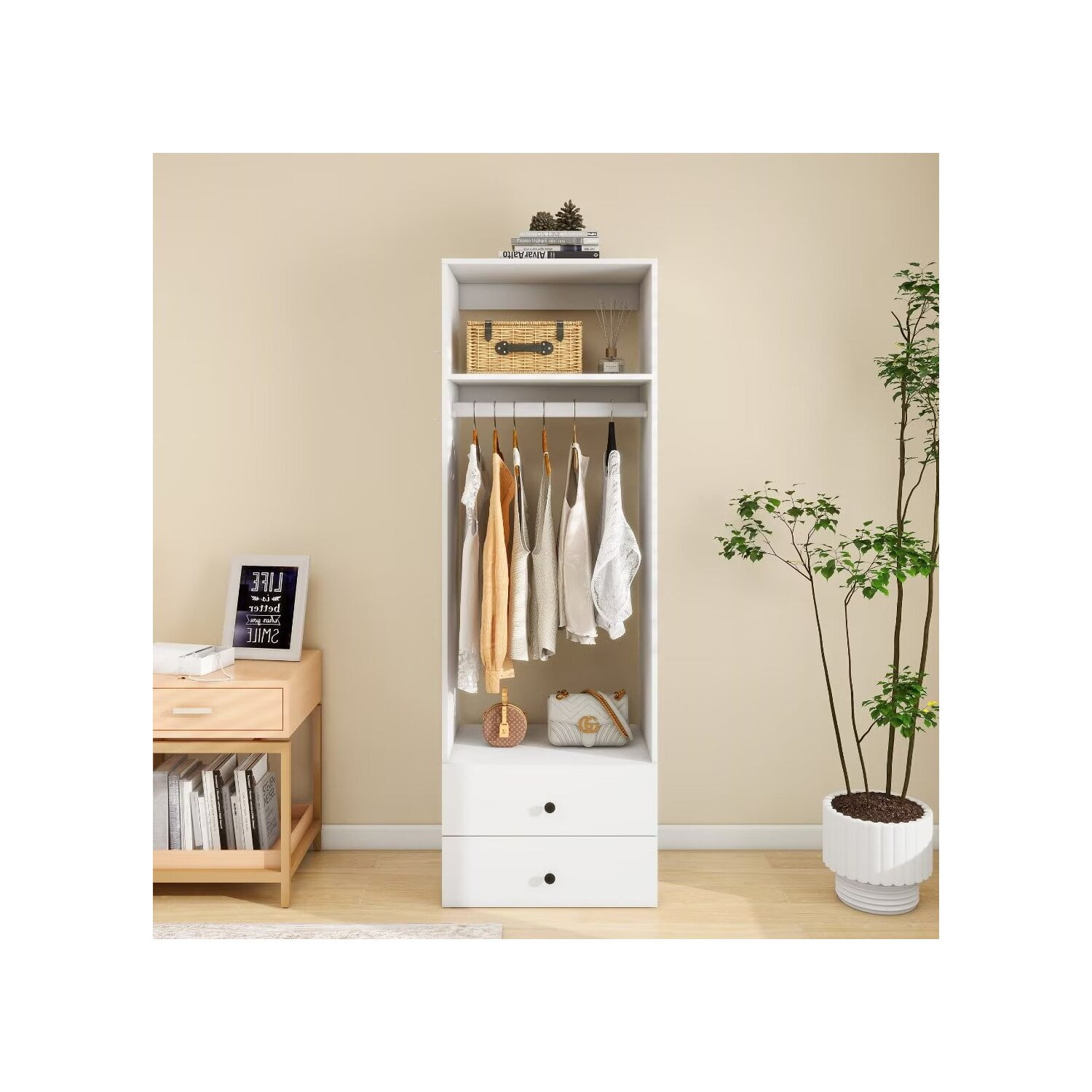 LivelyLodge Wooden Modular Closet Organizer:Modern Open Wardrobe Closet ...