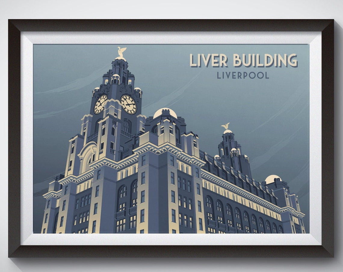 Liver Building Poster, Liverpool Travel Poster, Pier Head, Royal Liver ...