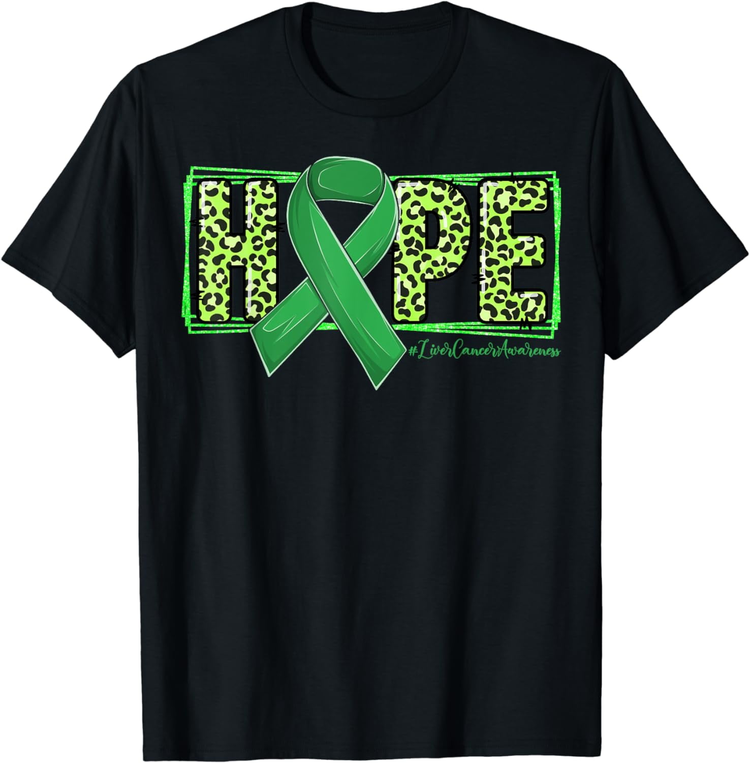 Liver Cancer Hope Ribbon Leopard Liver Cancer Awareness T-Shirt ...