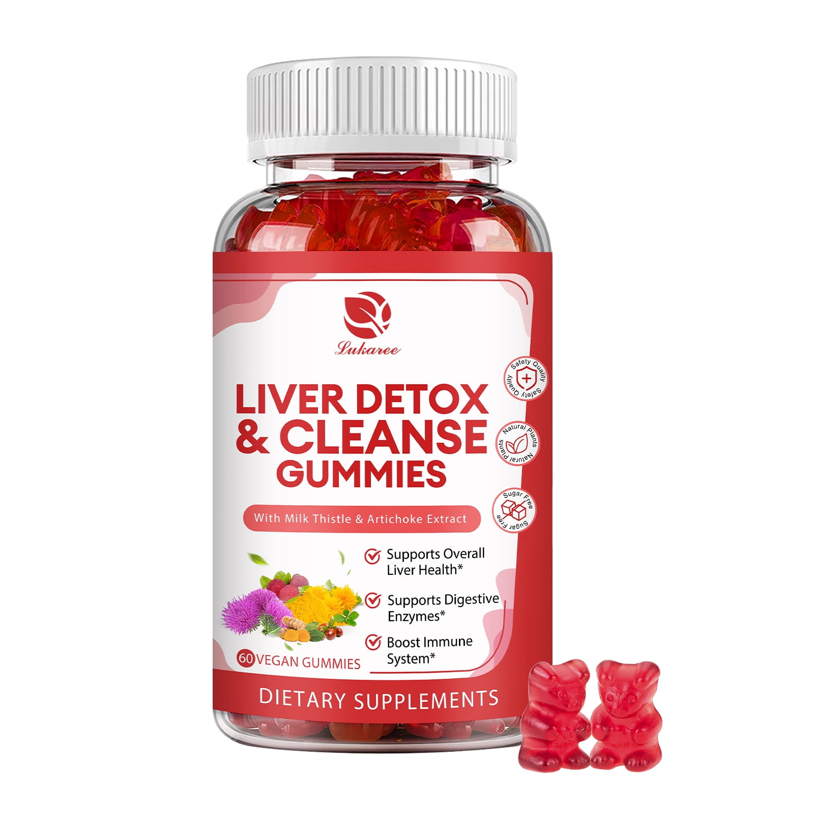 Lukaree Liver Cleanse & Detox Gummies - with Milk Thistle & Elderberry Support Liver Health - 60 ...