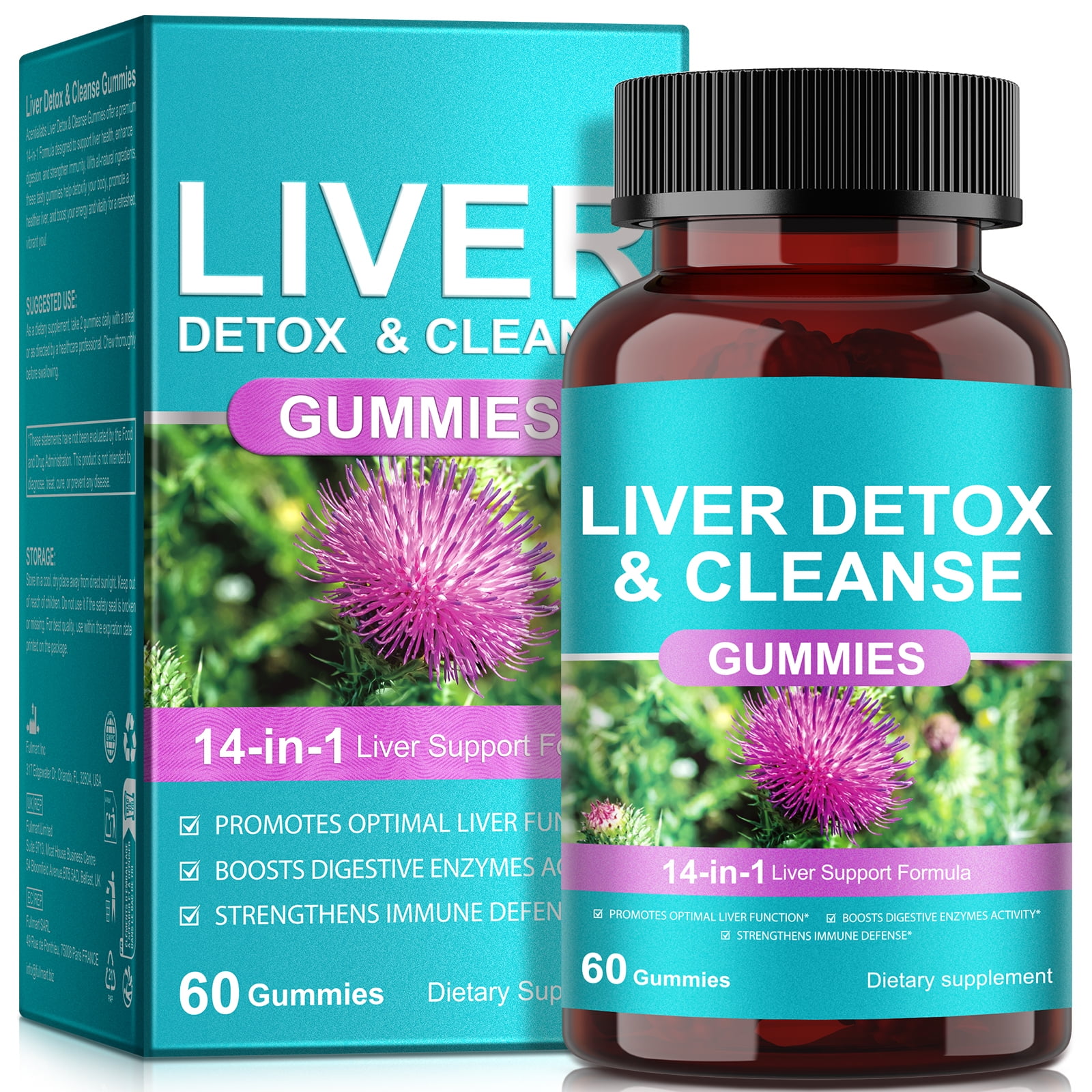 Liver Cleanse Detox & Repair Gummies — 1500mg Silymarin Milk Thistle ...