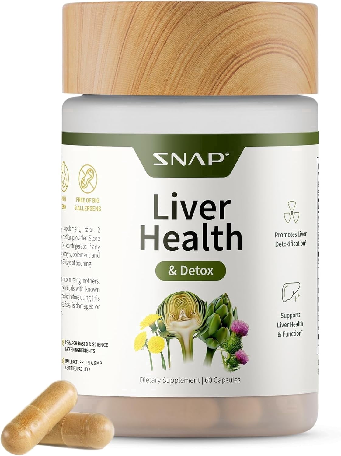 Snap Supplements Liver Health Support, Herbal Detox with Milk Thistle ...