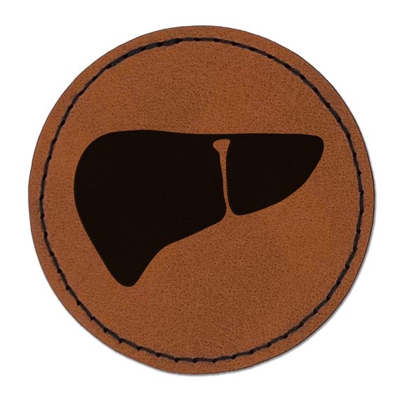 Liver Organs Anatomy Body Part 2.5" Faux Leather Round Engraved Iron-On ...