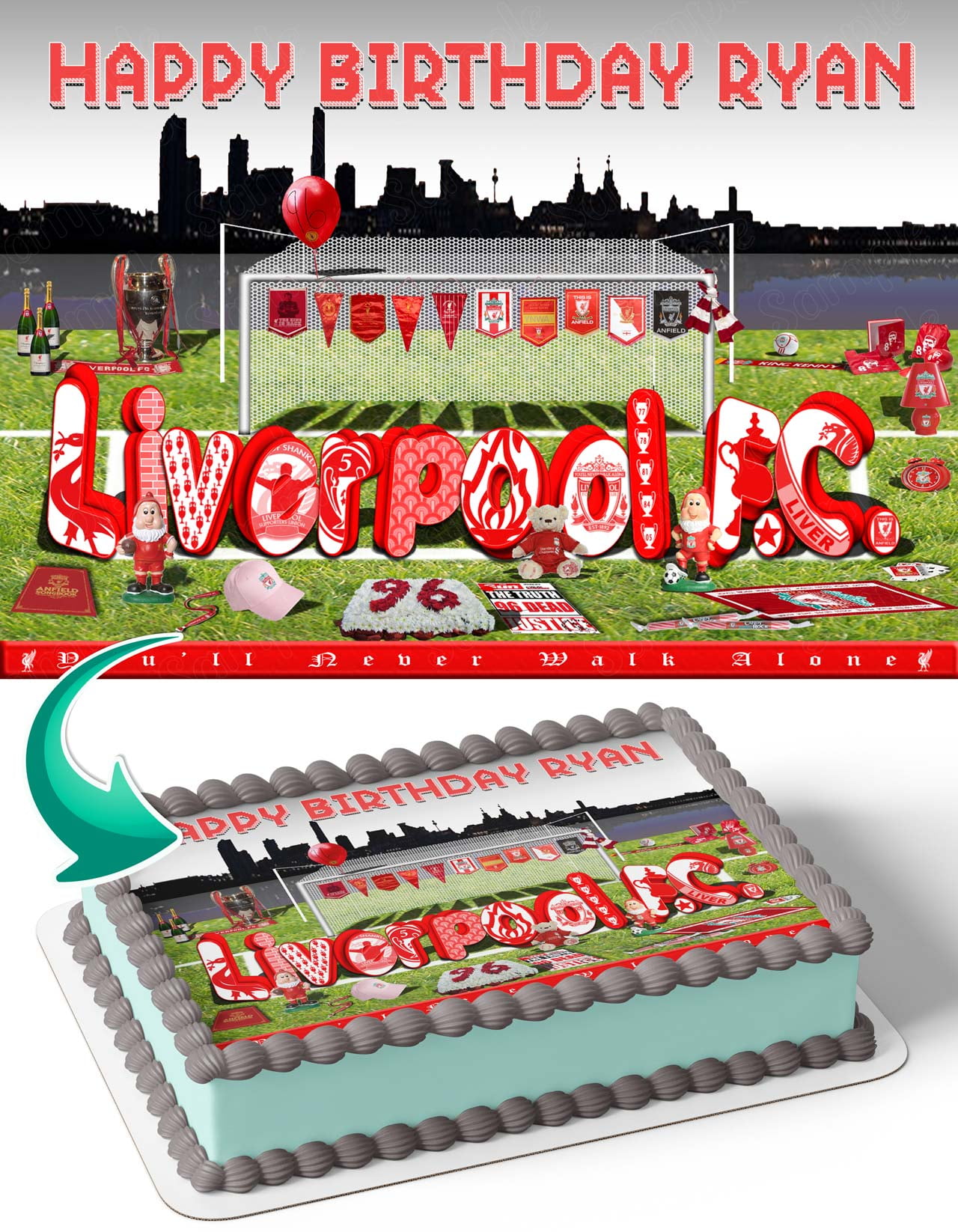 LiverPool LV Edible Image Cake Topper Personalized Birthday Sheet Decal ...