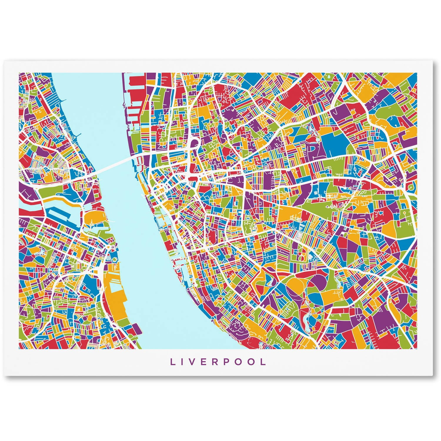 Trademark Fine Art Liverpool England Street Map 4 Canvas Art 24x24 ...