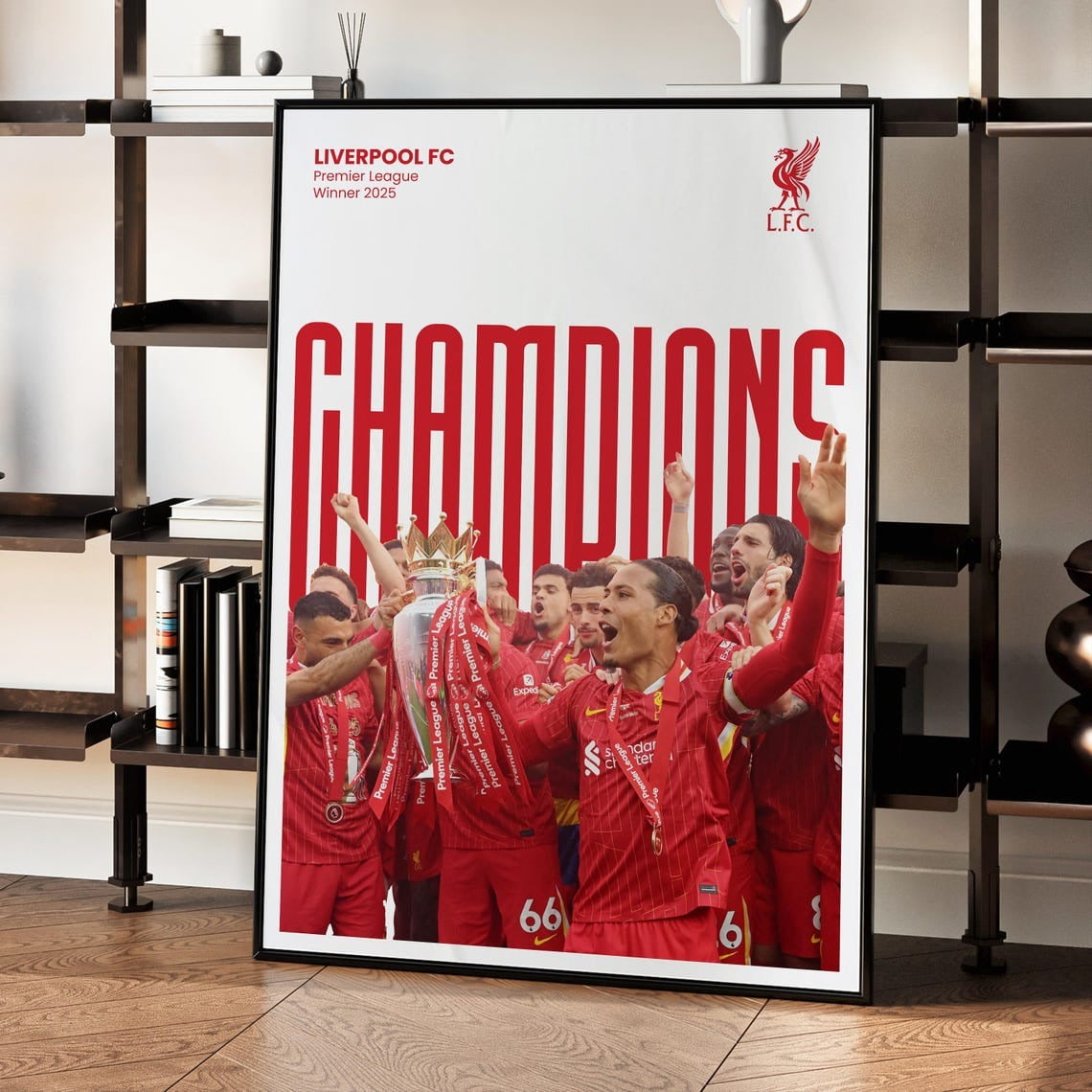Liverpool FC Champions 2025 Poster – Premier League Digital Poster ...