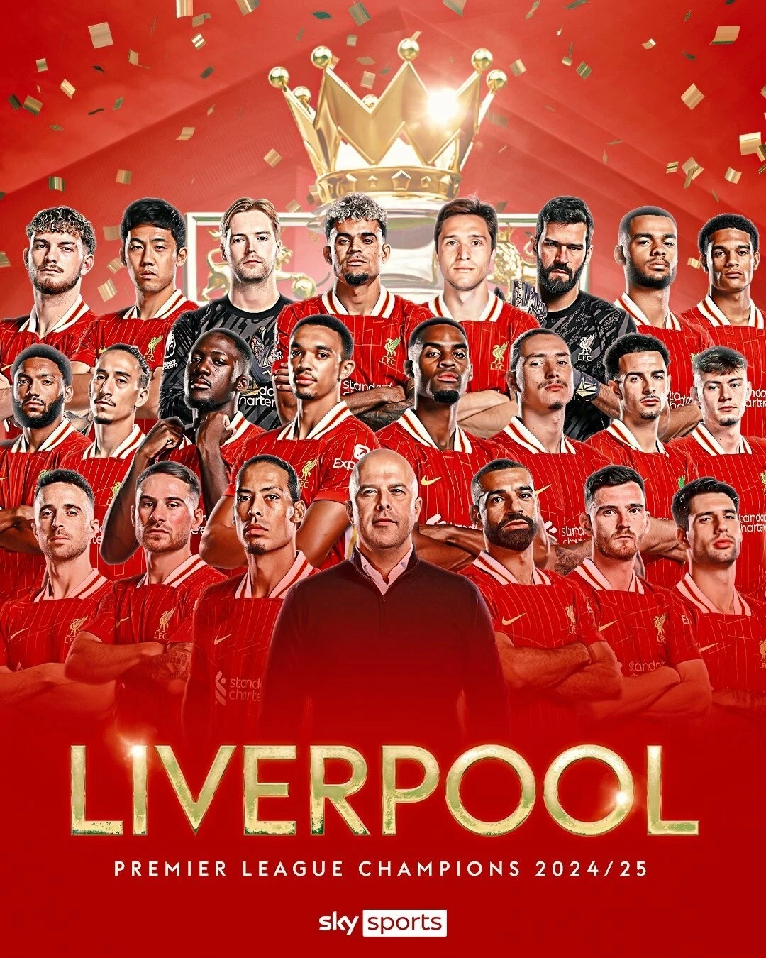 Liverpool FC PREMIER LEAGUE CHAMPIONS 24 25 Poster - Walmart.com