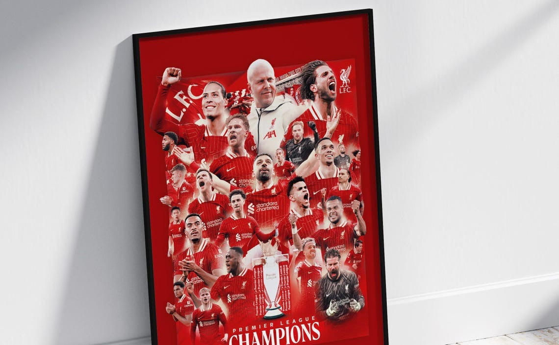 Liverpool FC Premier League Champions Poster Soccer Wall Art Liverpool ...
