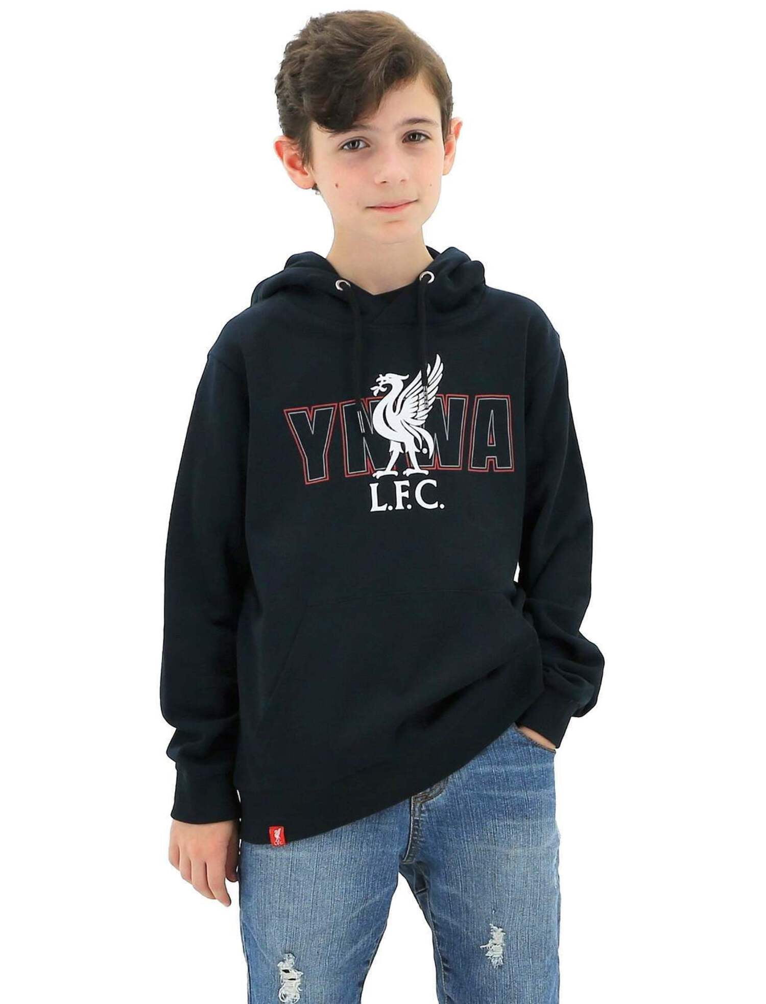 Liverpool FC Youth Boys Hoodie Jumper LFC YNWA Firebird Hoody - Navy ...