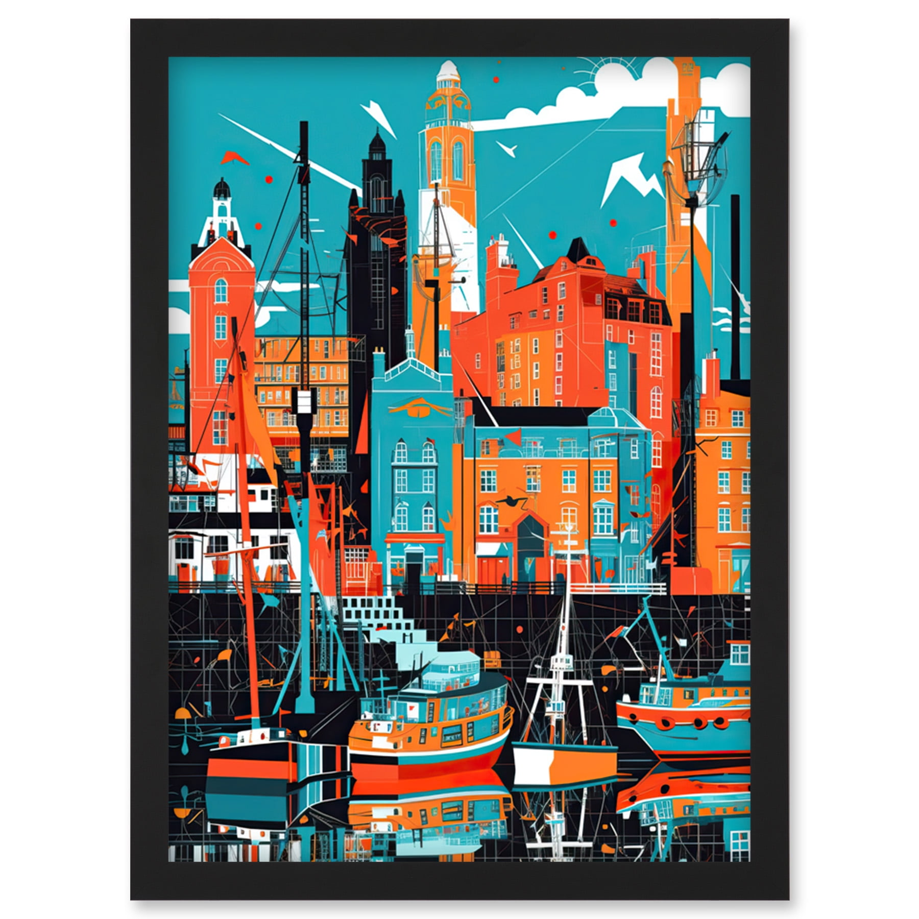 Liverpool Royal Albert Dock Waterfront Cityscape Artwork Framed Wall ...