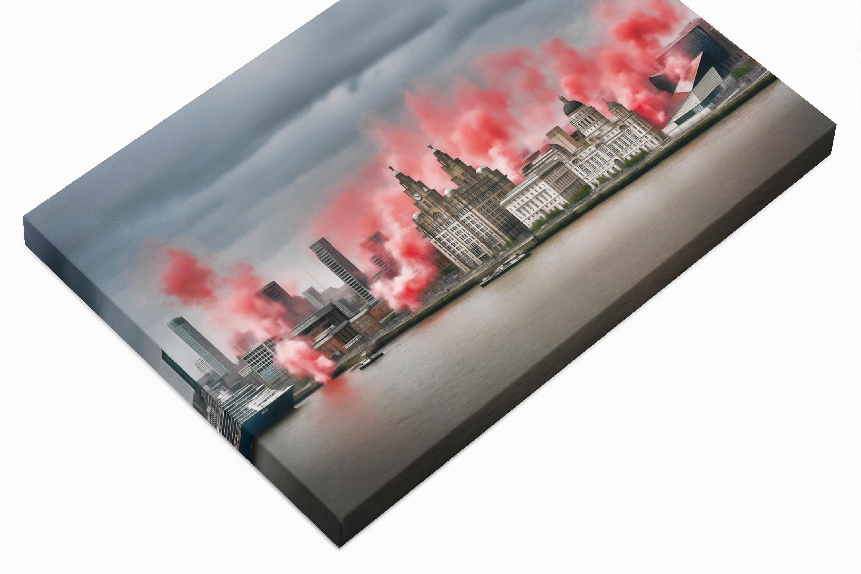Liverpool Skyline Cityscape Poster, LFC 2025 Parade Pyro, Liverpool FC ...