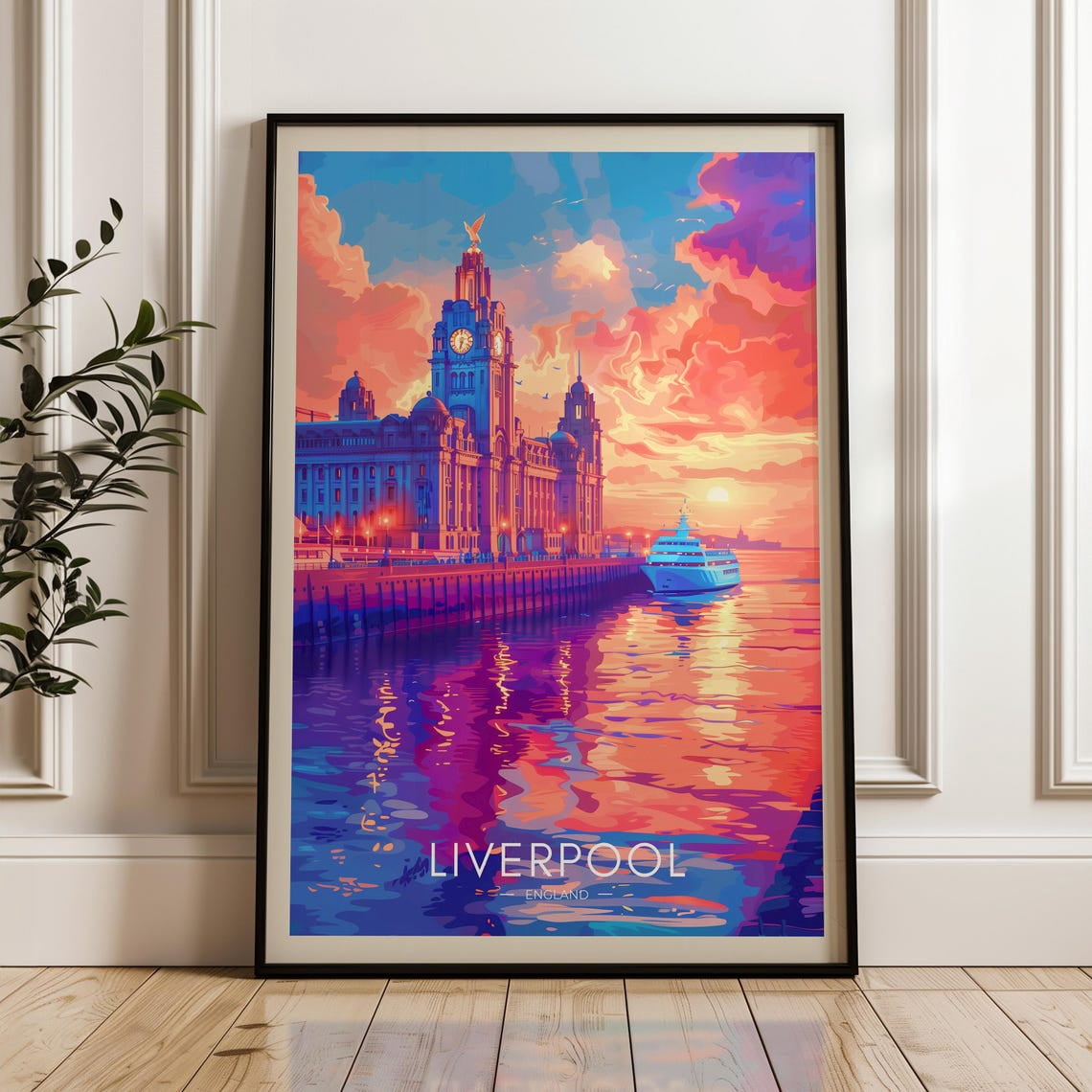 Liverpool Travel Poster - England Wall Art Print, Illustration Poster ...