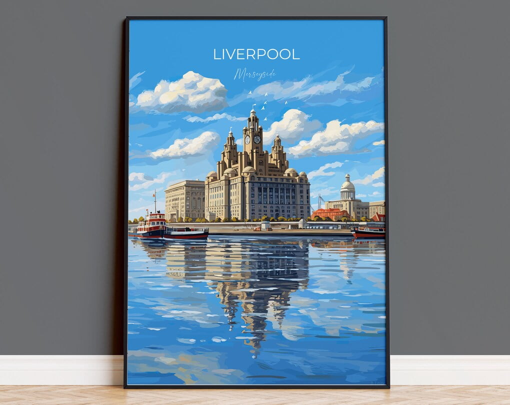 Liverpool Travel Print, Travel Poster Of Liverpool, Merseyside, England ...