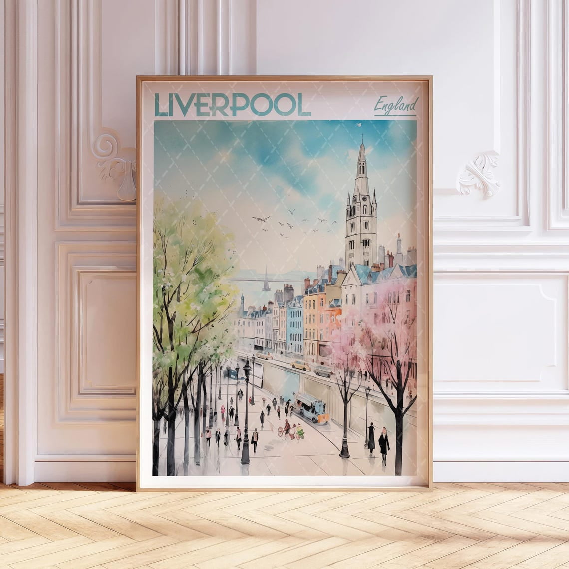 Liverpool Watercolor Art Print - Liverpool City Print - Liverpool ...
