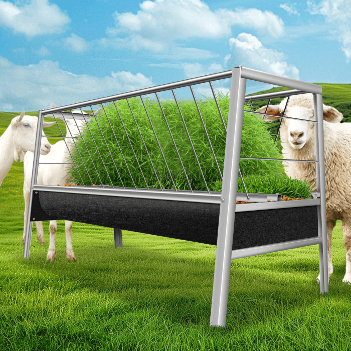 Livestock 2 in 1 Functional Goat Feeder, 77 Gallon Capacity Stainless ...