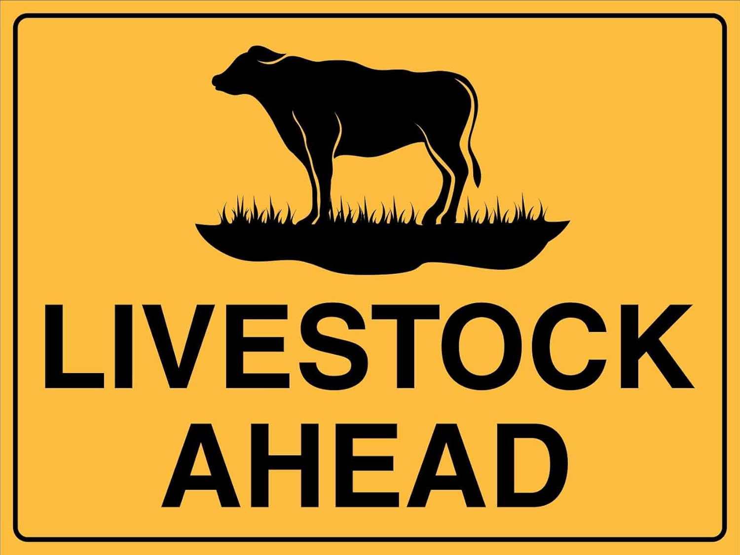 Livestock Ahead Sign Warning Signage 8 X 12 Inch Metal Tin Sign Warning ...