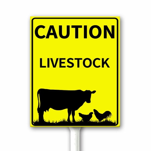 Livestock Caution Chickens Cow Activity Yard Sign With Stake, Caution ...