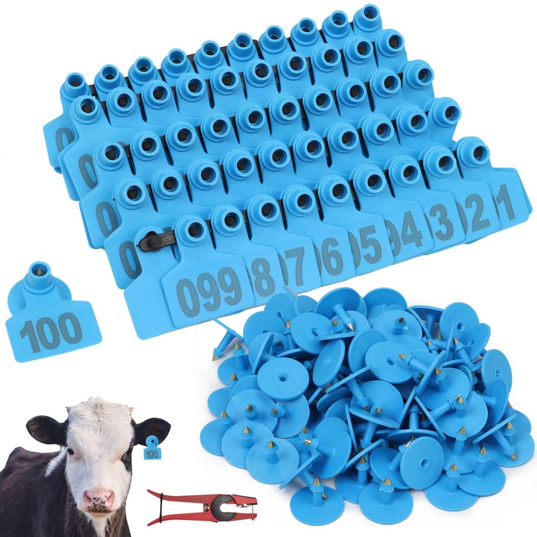 Livestock Ear Tags, 100 Pcs Numbered Animal Ear Tags 001-100 with Studs ...