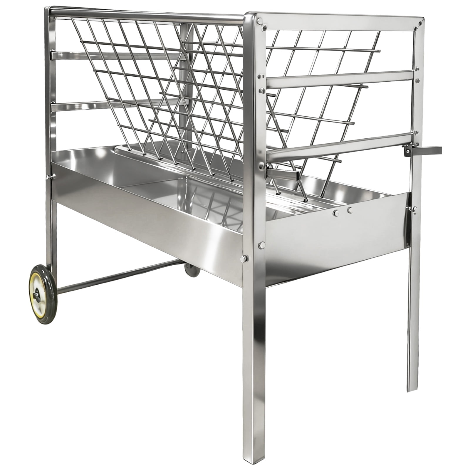 Livestock Feeder with Wheels, 2-in-1 Hay Cart Feeder, Galvanized Steel ...