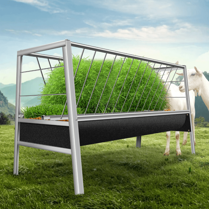 Livestock Goat Feeder, Goat Hay Feeder, Pasture Feeder with Rubber Pan, 77 Gallon, 59x19.6x33.4 ...