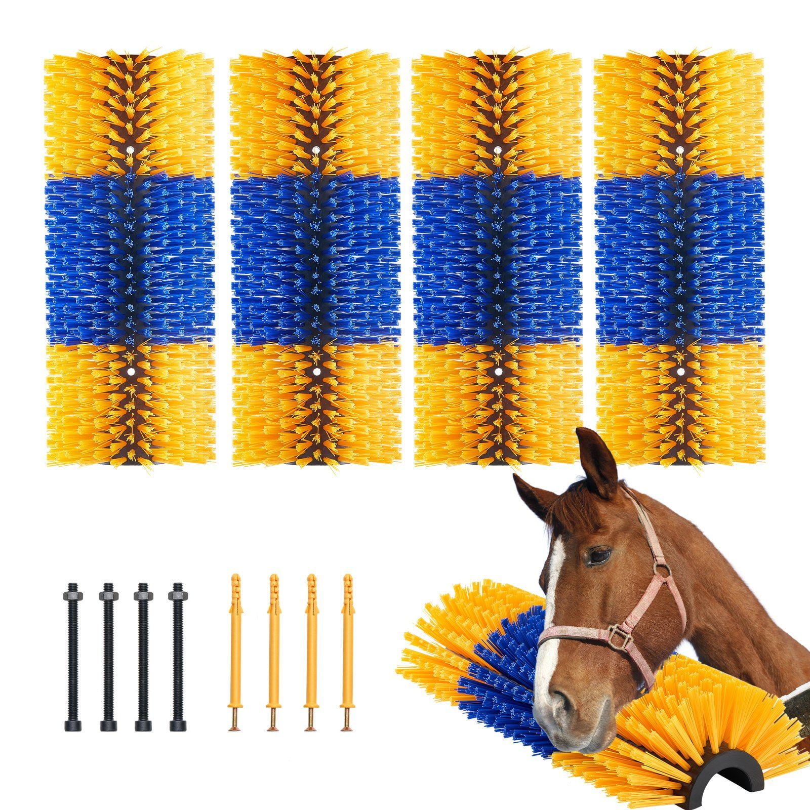 Livestock Grooming Brush,4-Pack Cow Scratcher with Mounting Hardware ...